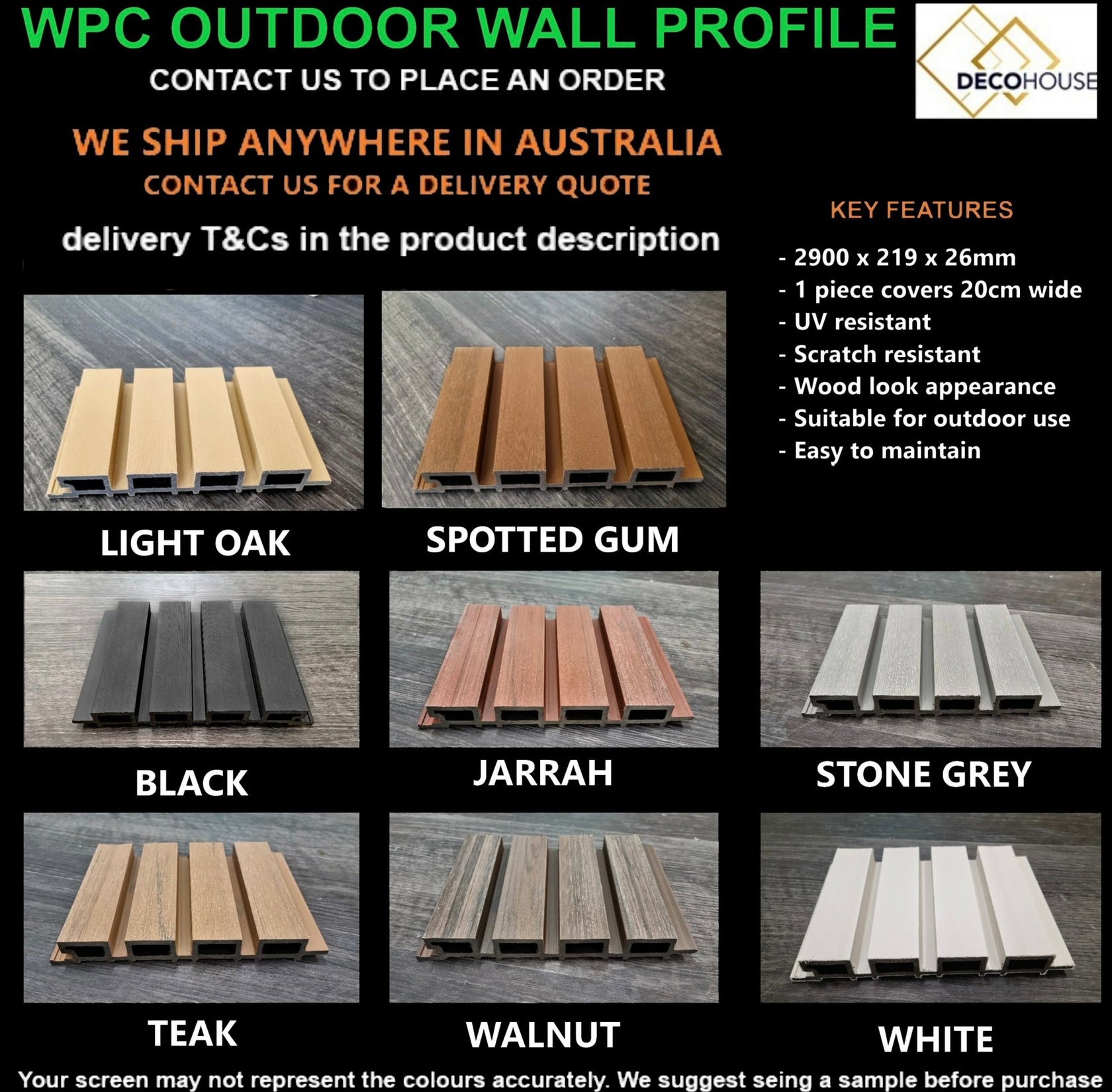8 WPC CLADDING SAMPLES – DECOHOUSE